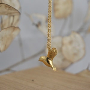 Flying Bird Necklace | Hand Carved Design | Sterling Silver, Gold, Rose ...