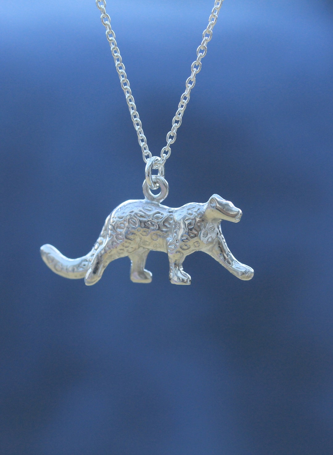 Snow Leopard Necklace | Hand Carved Design in Sterling Silver ...