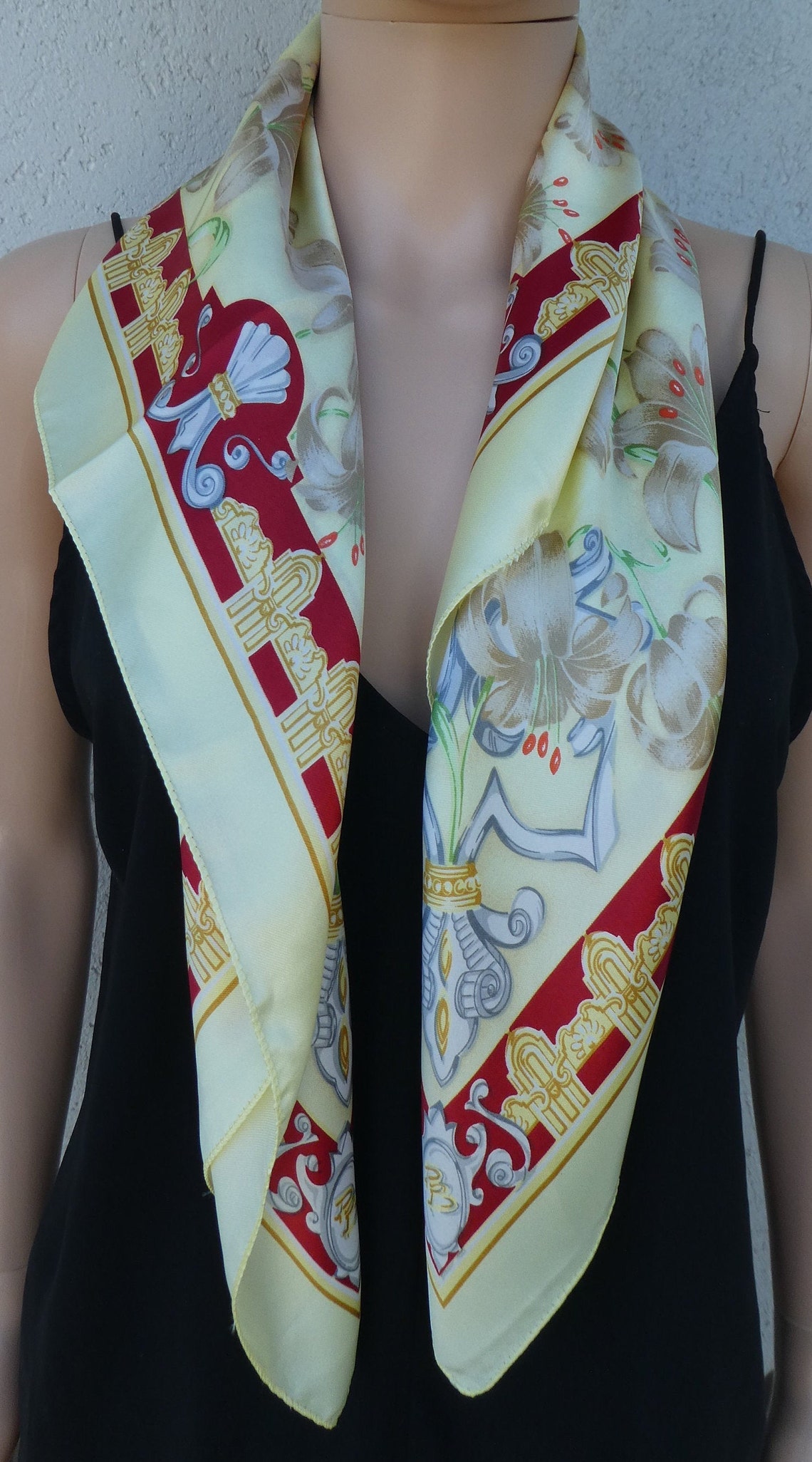 PIERRE BALMAIN François 1er. Vintage Satin Scarf Paris - Etsy Hong Kong
