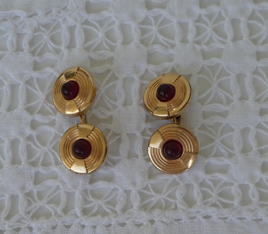 MURAT FRANCE Rose Gold Jewelled Cufflinks Vintage 1950s - Etsy