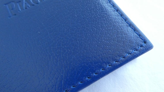 PIAGET, SWITZERLAND. Grained Blue Leather Card Holder… - Gem