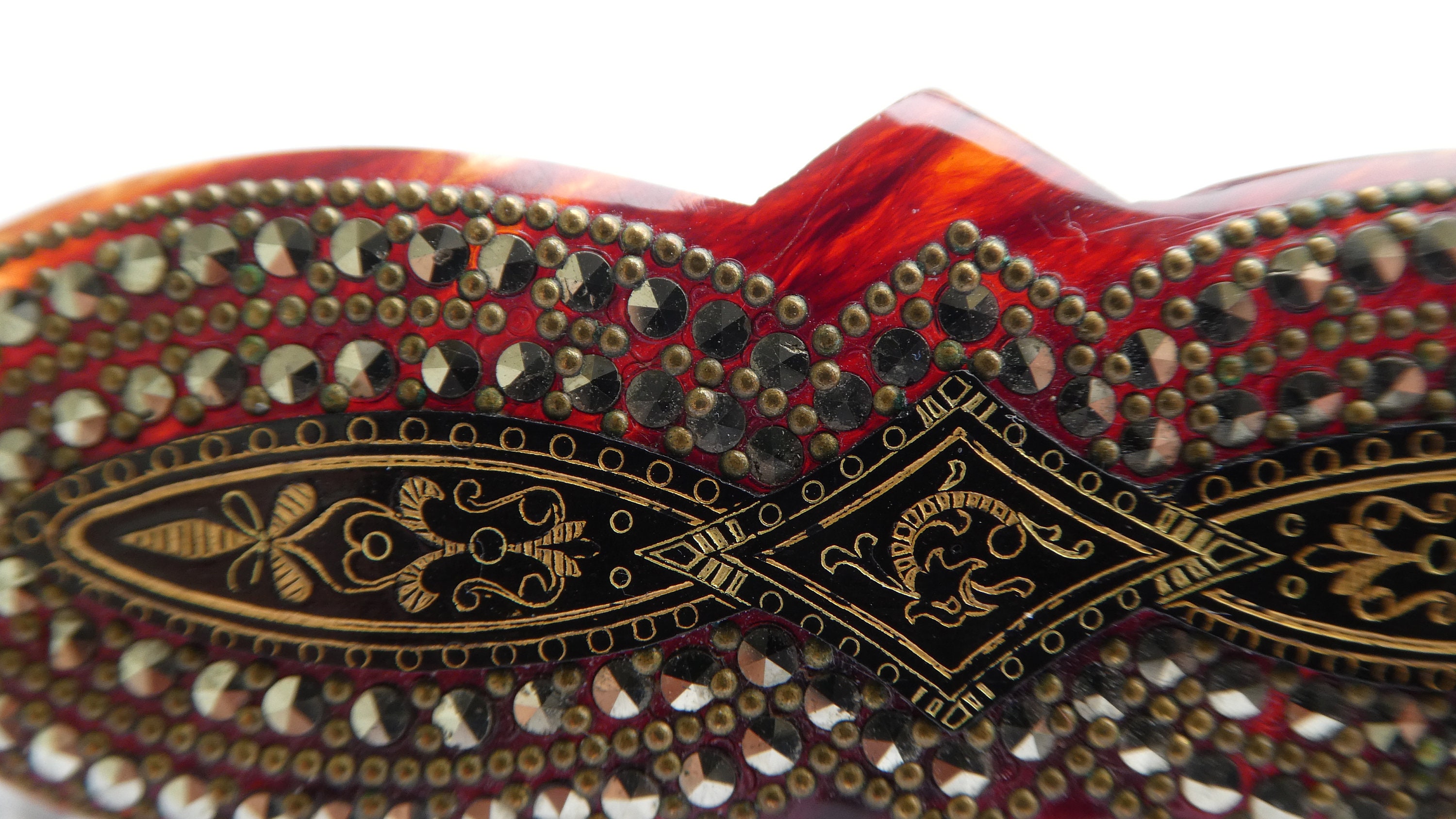 ART DECO Vintage Faux Tortoiseshell French Brooch With Diamante ...