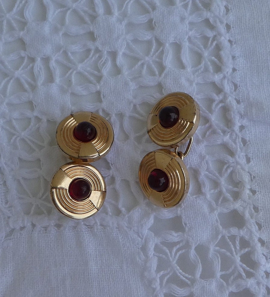 MURAT FRANCE Rose Gold Jewelled Cufflinks Vintage 1950s - Etsy