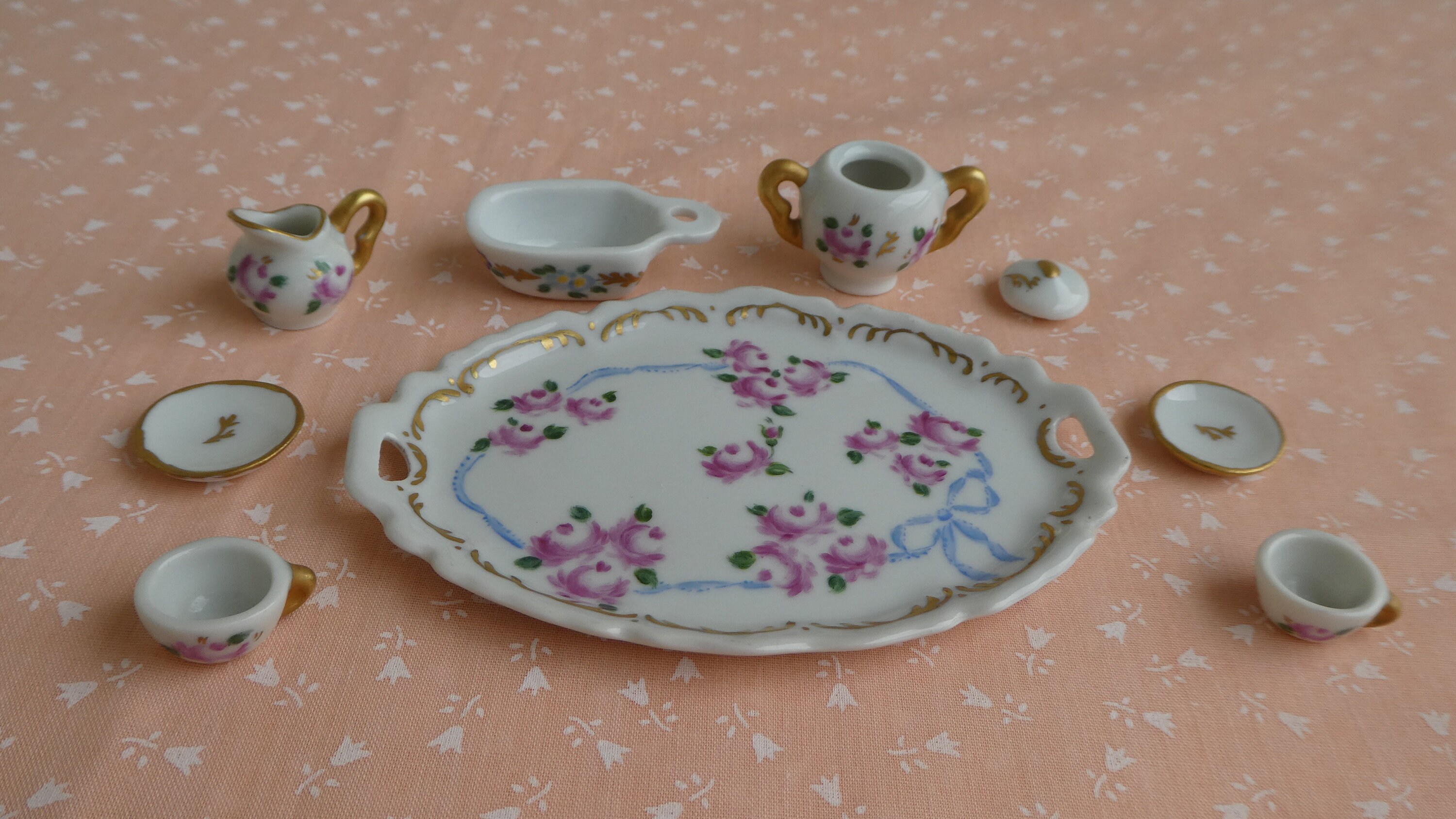 LIMOGES FRANCE Miniature Porcelain Pink Floral Tea Set - Etsy