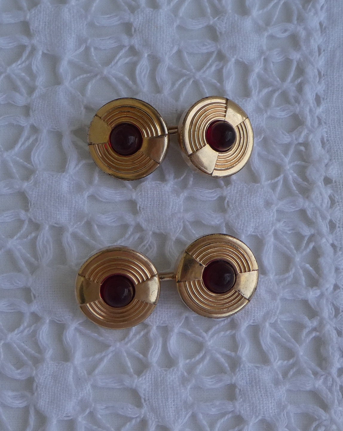 MURAT FRANCE Rose Gold Jewelled Cufflinks Vintage 1950s - Etsy