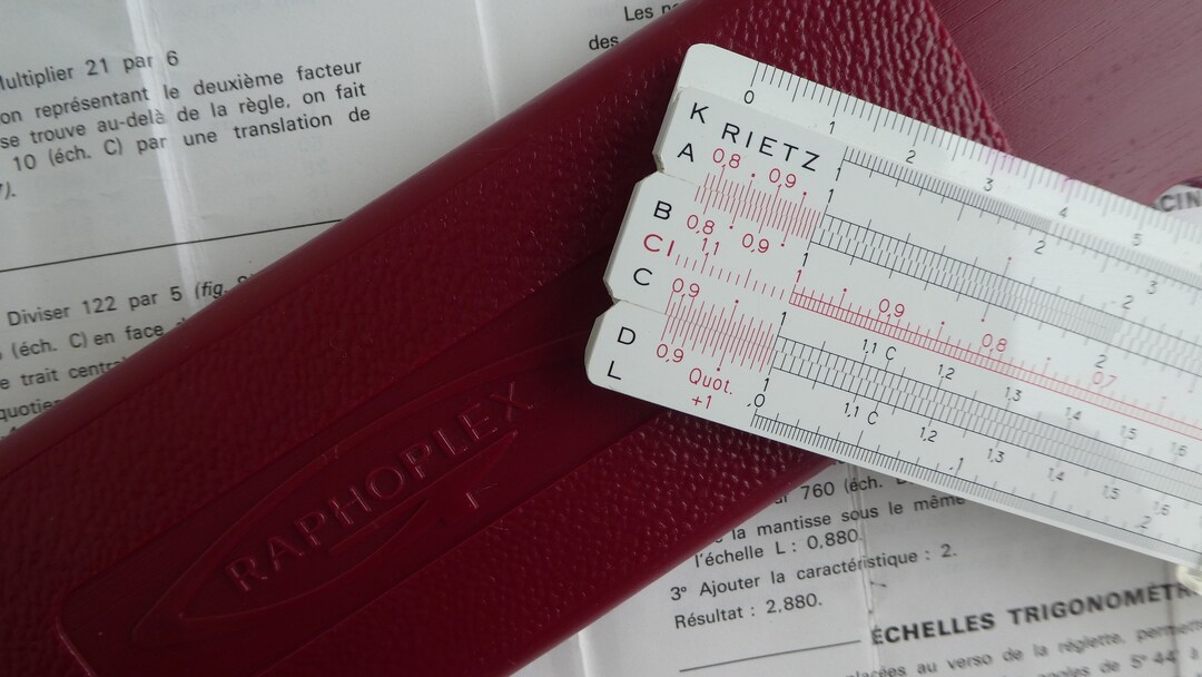 Vintage French SLIDE RULER by Raphoplex, France, Original Box. Aristo ...