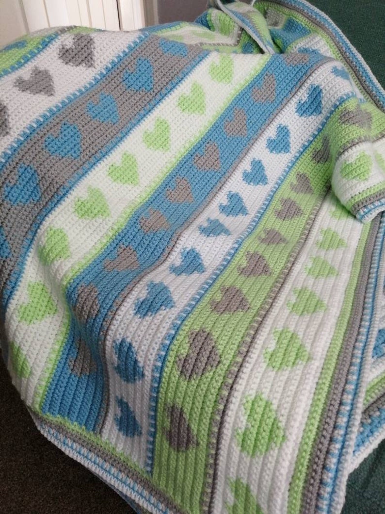 Tapestry Heart Crochet Blanket Pattern. | Etsy