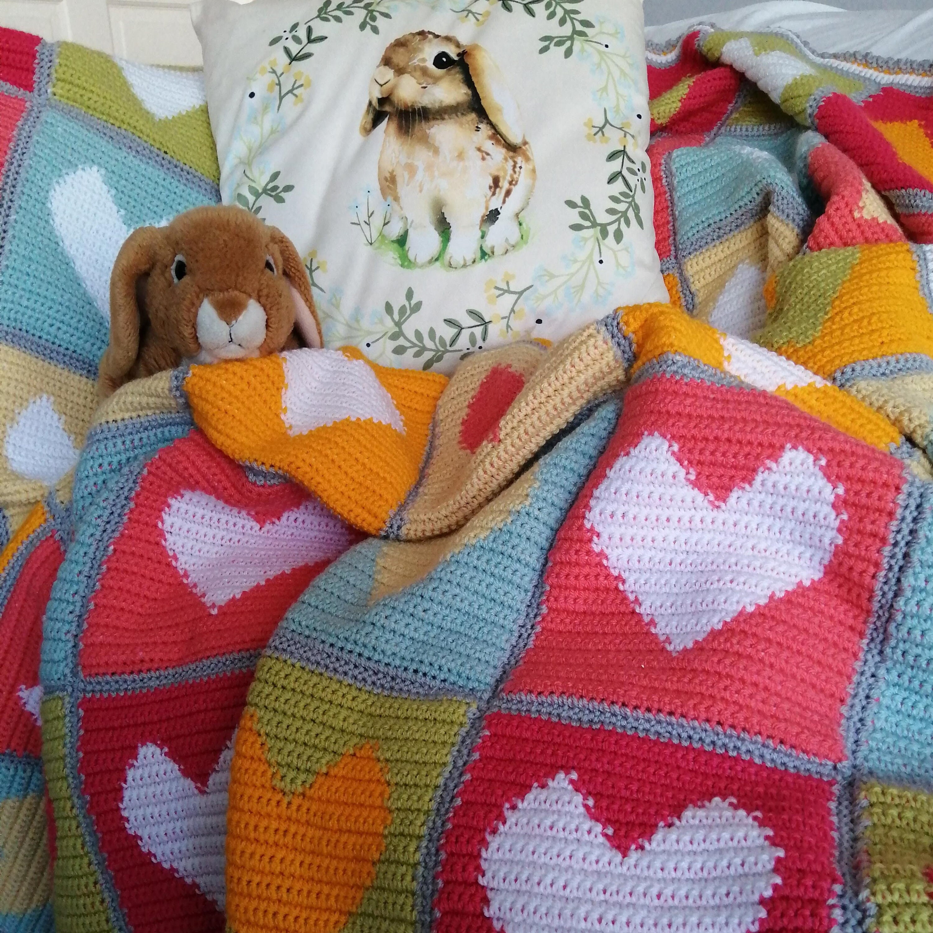 Colourful Heart Crochet Blanket Afghan Pattern - Etsy