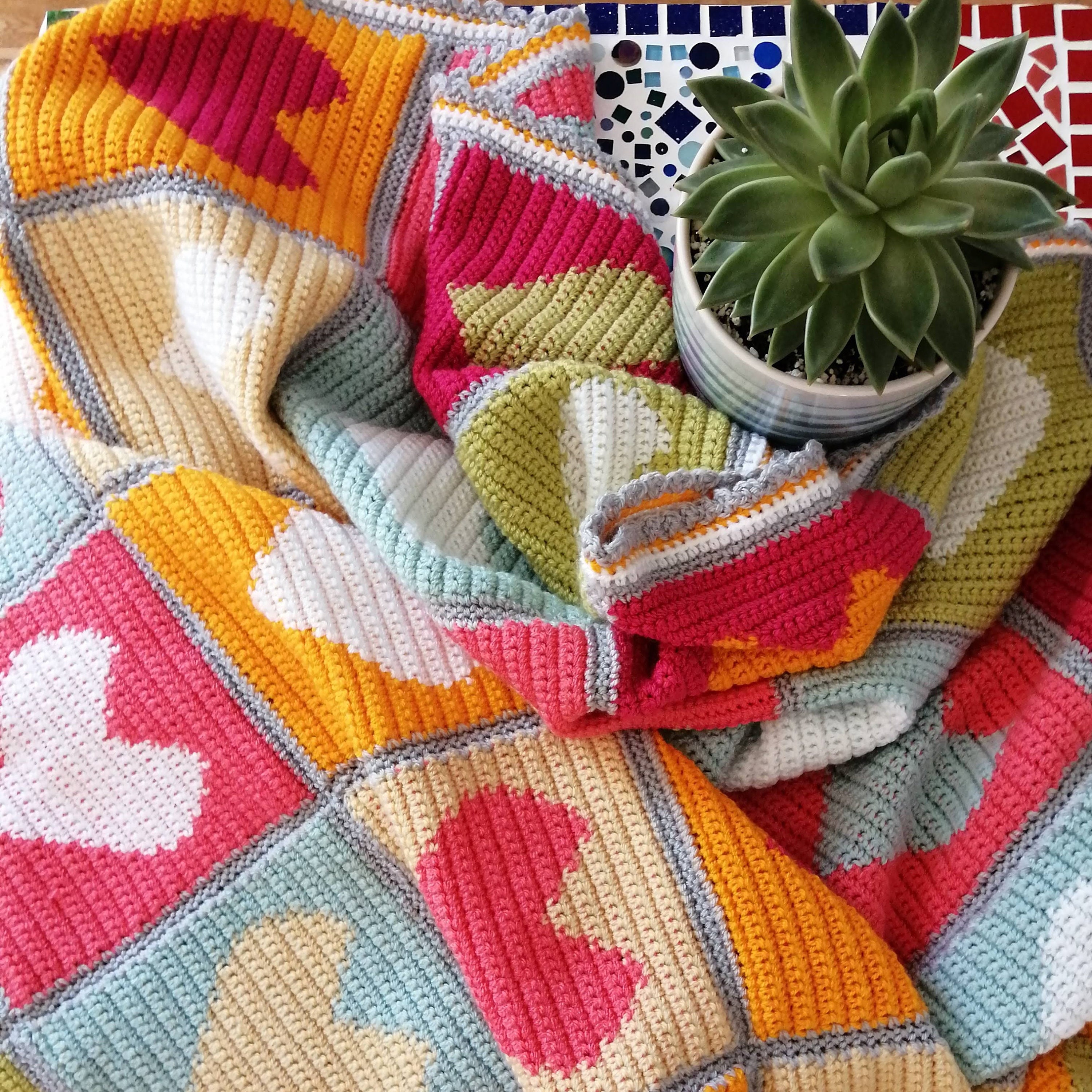 Colourful Heart Crochet Blanket Afghan Pattern - Etsy