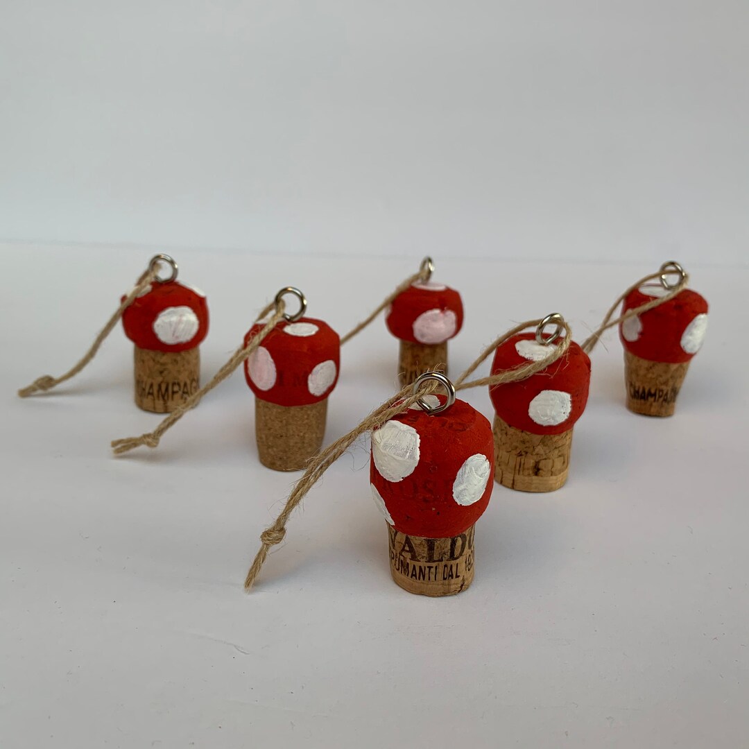 Hand Painted Mushroom Cork Ornament: Car Mirror Hanger - Etsy
