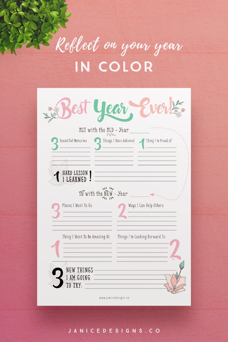 Self Reflection Planner: Best Year Ever Personal Reflection - Etsy UK