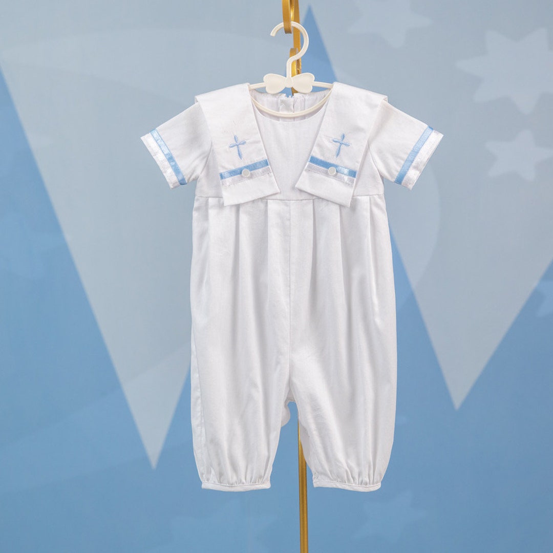 Baby Boy Baptism Romper Outfit, White Christening Suit, Infant ...