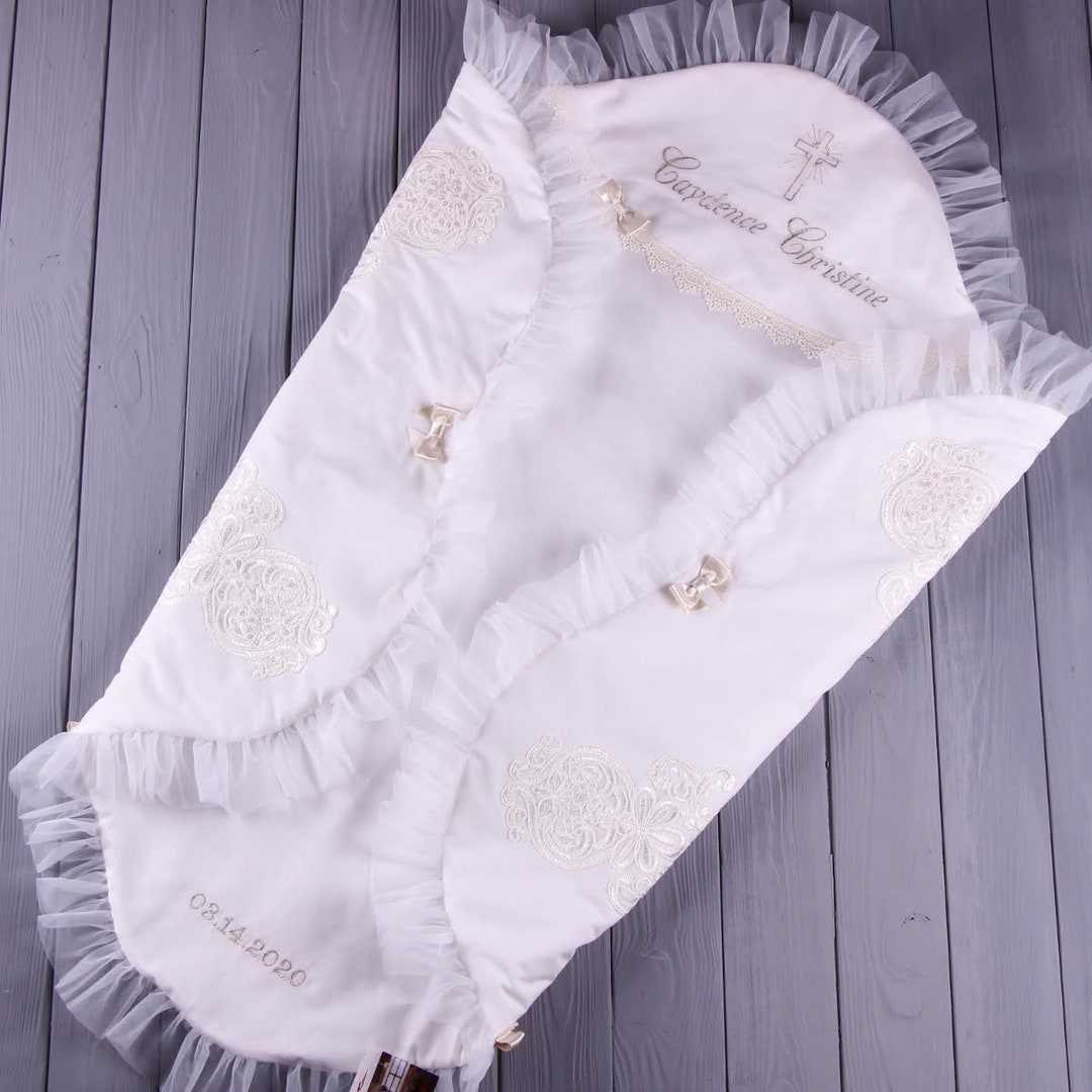 Lace Baptism Blanket Personalized | Personalized Christening Blanket ...