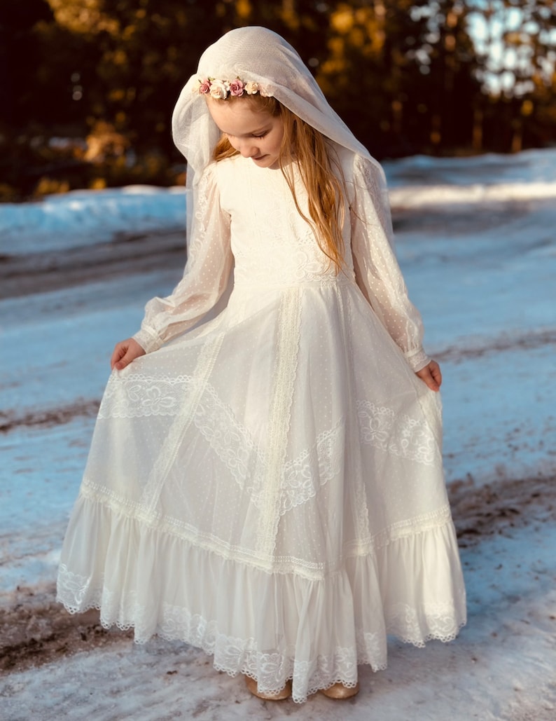 First Communion Dress Long Sleeve 1st Communion Dress First - Etsy