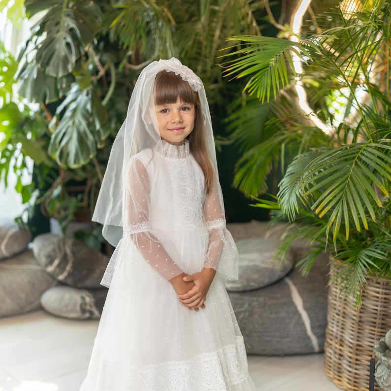 First Communion Veil Mantilla: Headband Veil Headpiece - Etsy