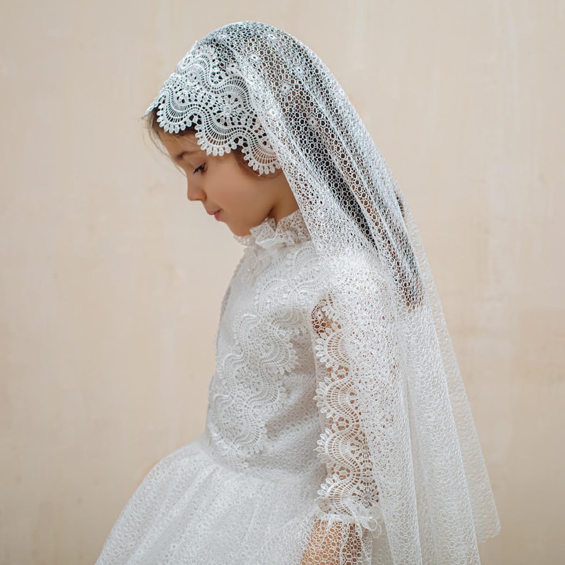 Long Sleeve First Communion Dress and Veil Holy Communion - Etsy
