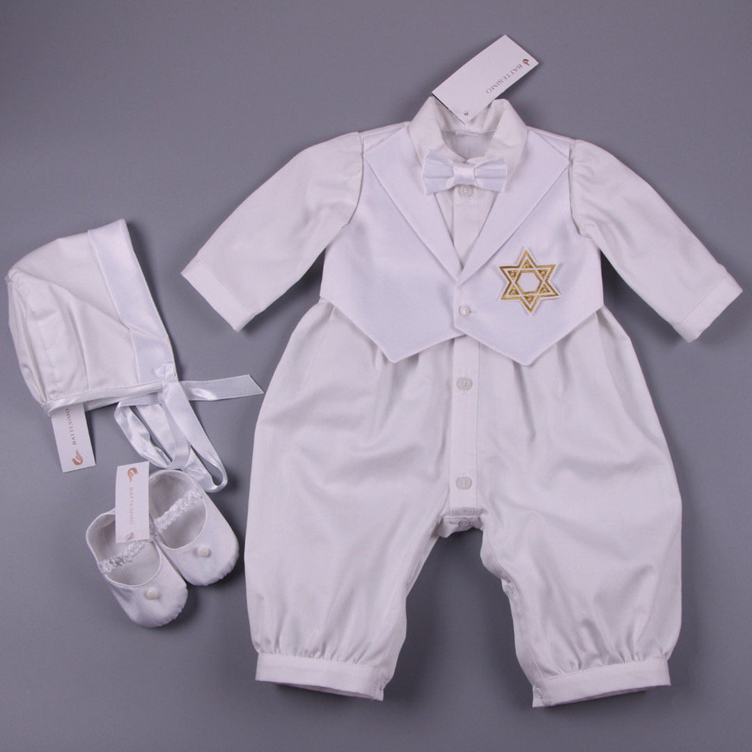 Personalized Brit Milah Outfit: Jewish Newborn Boy Romper With Hat ...