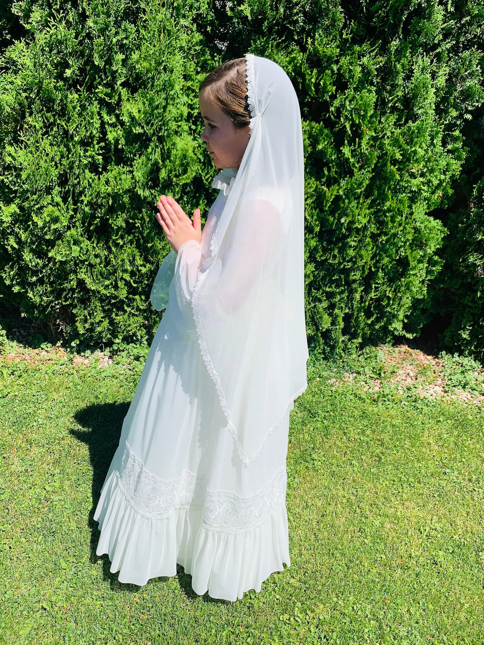 Italian Lace First Communion Dress and Veil: White Holy Communion Gown ...