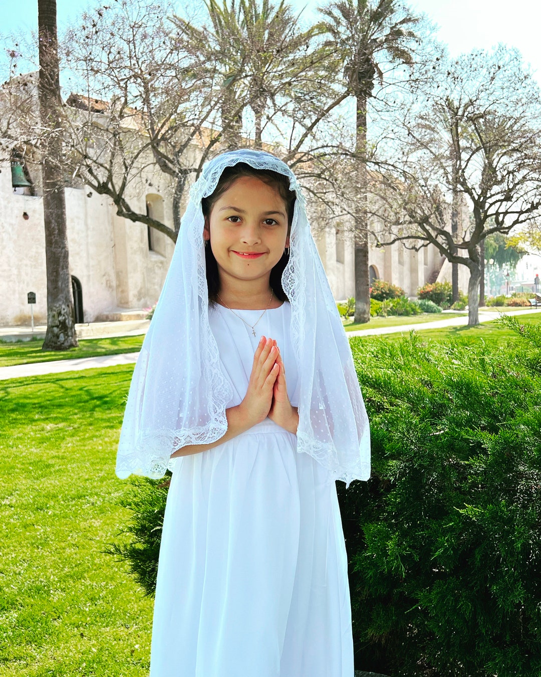 Lace Edge Holy Communion Veil, Confirmation Veil, Flower Girl Veil ...