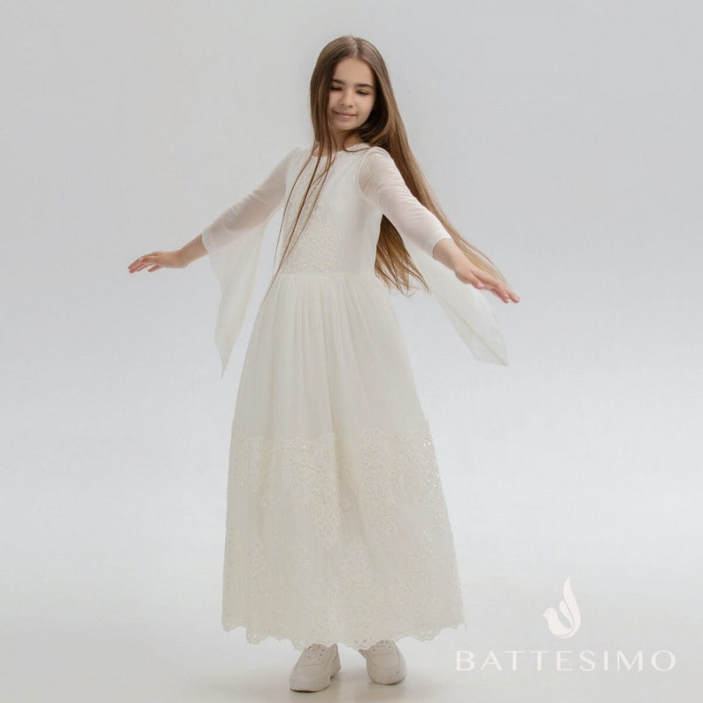 Lace Italian First Communion Dress & Matching Veil - Ivory Ball Gown - Etsy