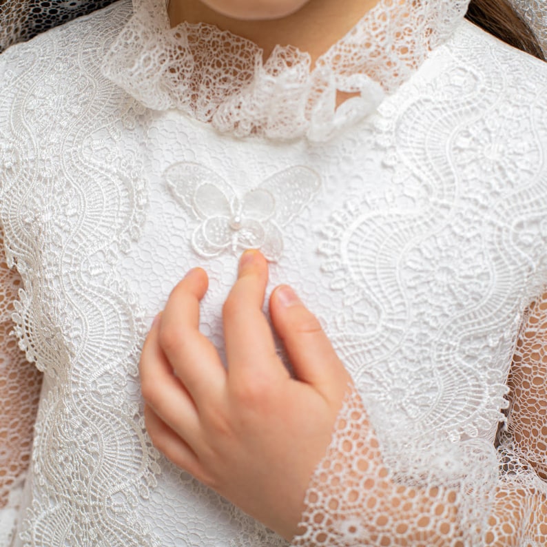 Long Sleeve First Communion Dress and Veil Holy Communion - Etsy