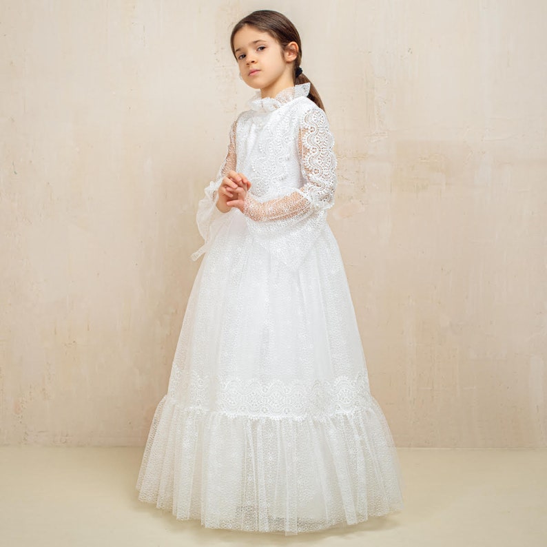 Long Sleeve First Communion Dress and Veil Holy Communion - Etsy