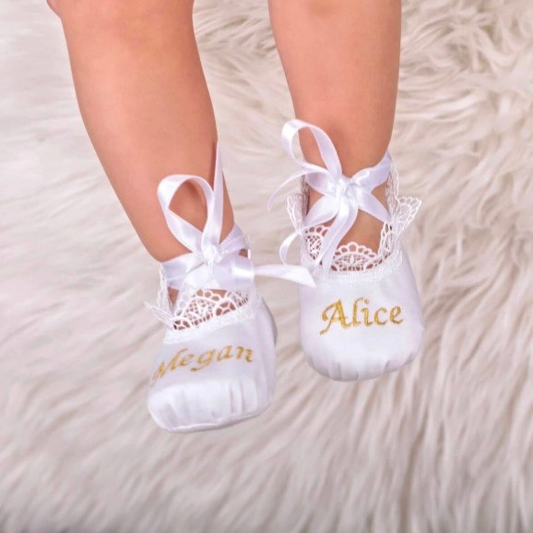 Personalized Lace Baptism Booties for Bay Girl, Baptism Unique Gift ...