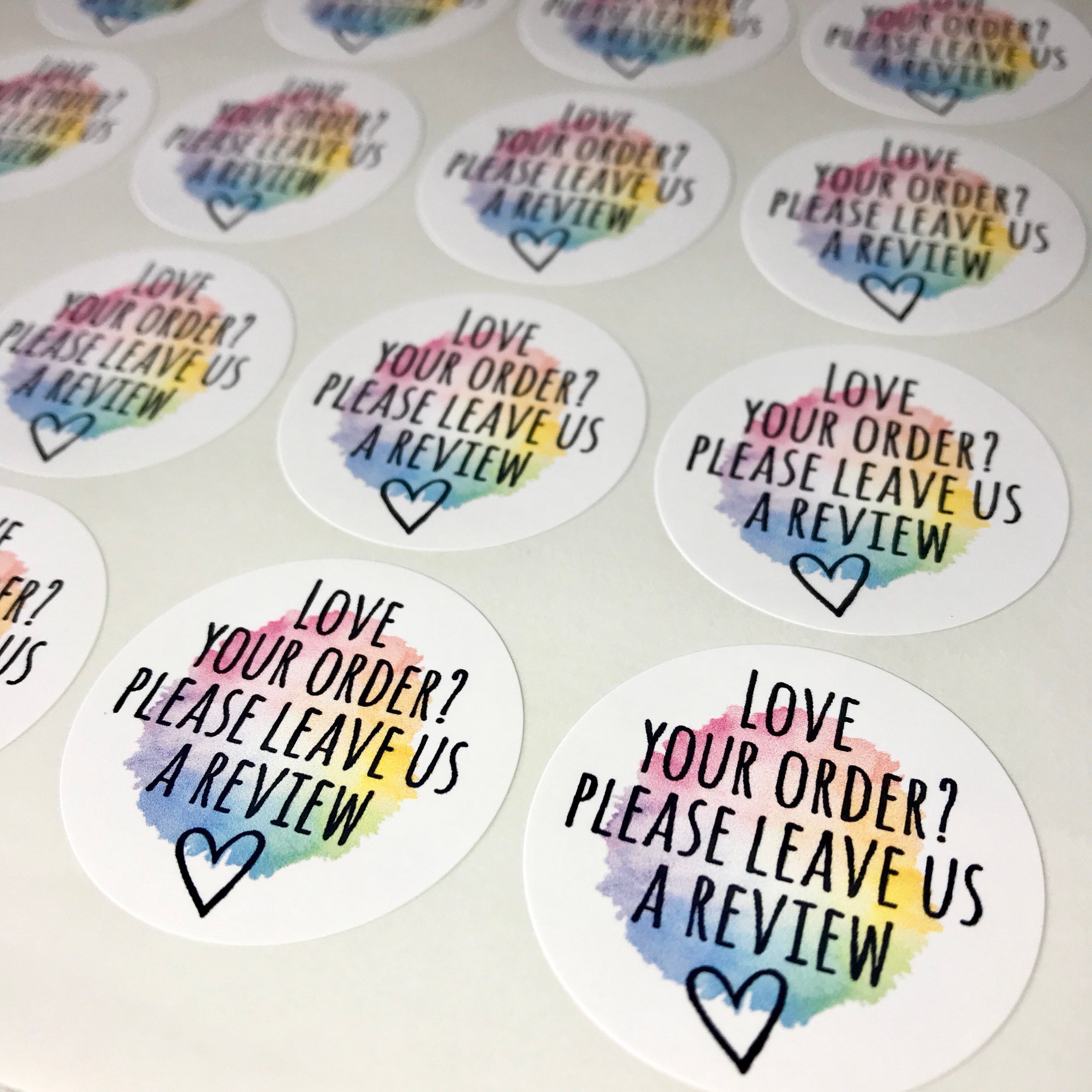 Review Stickers / Gloss Stickers / Business Stickers / Rainbow - Etsy UK
