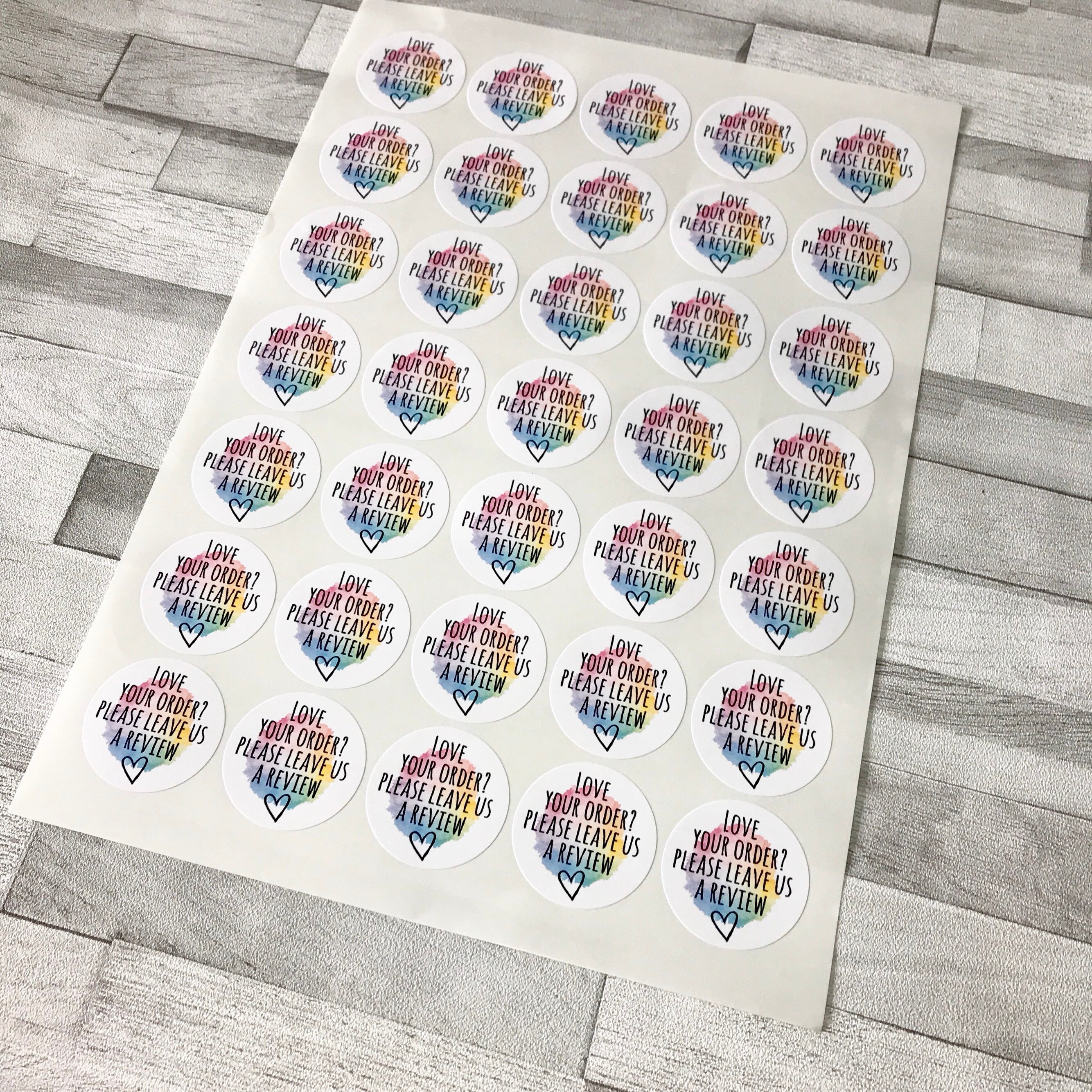 Review stickers / gloss stickers / business stickers / rainbow | Etsy