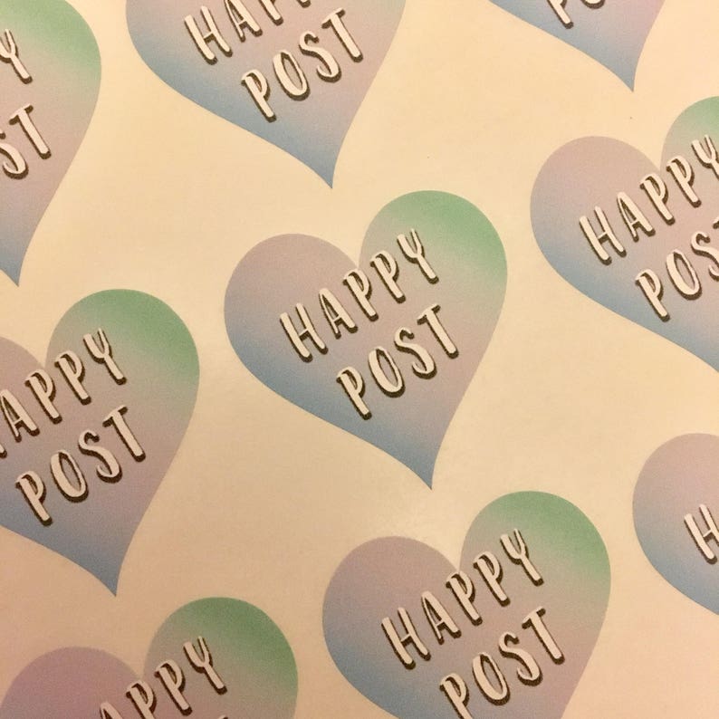 Happy Post Stickers // Happy Post Labels // Heart Stickers // - Etsy UK