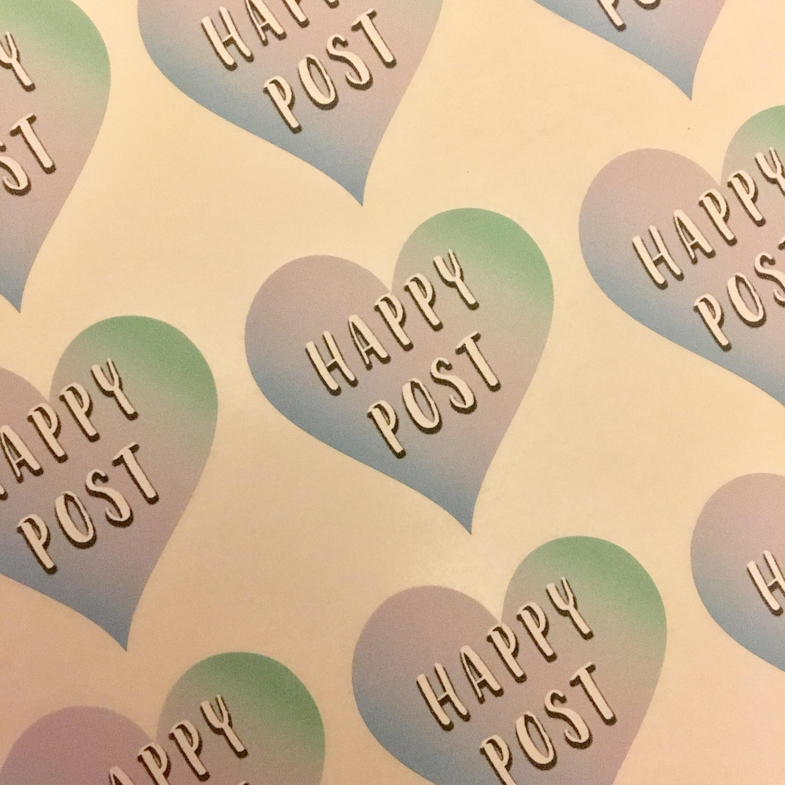 Happy Post Stickers // Happy Post Labels // Heart Stickers // - Etsy UK