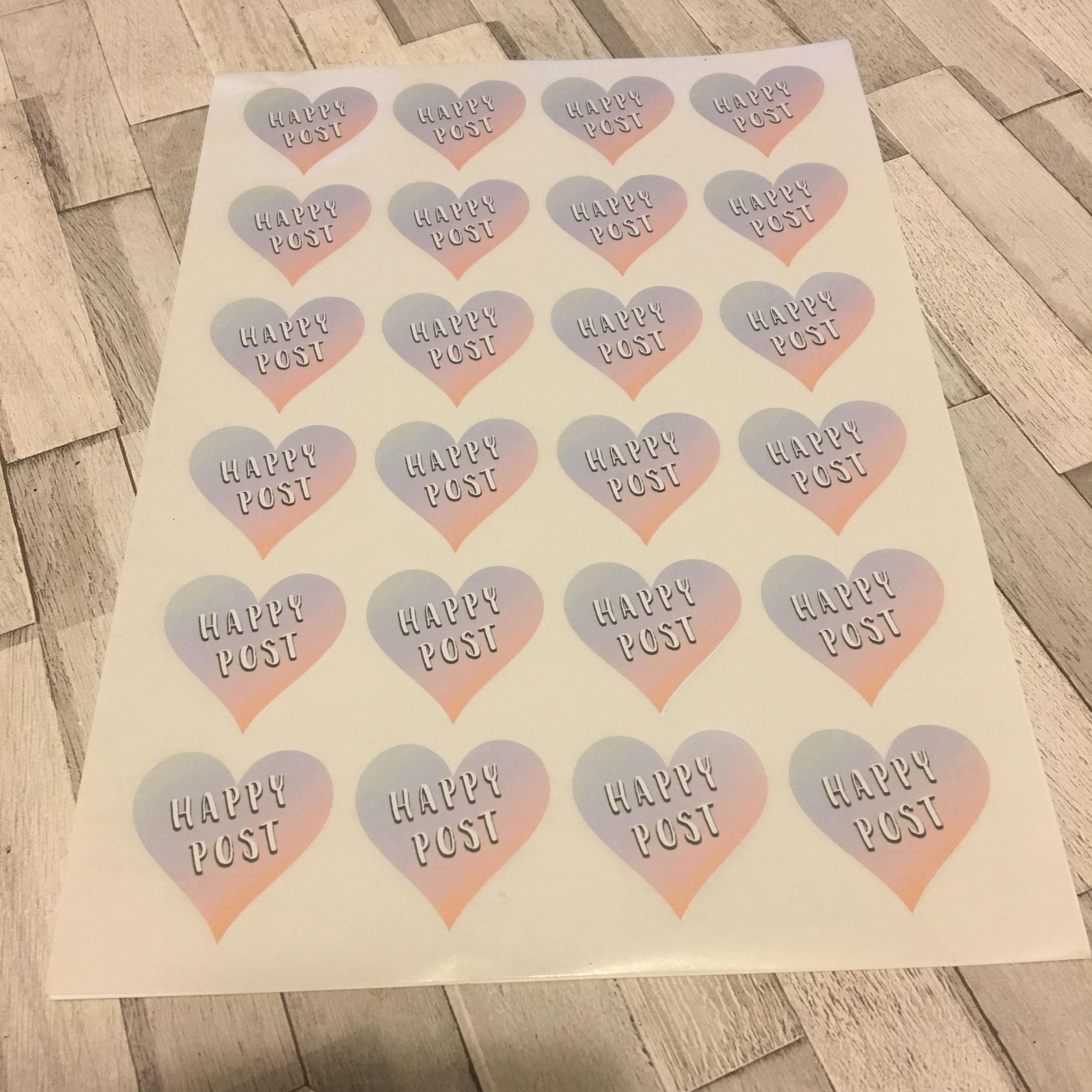 Happy Post Stickers // Happy Post Labels // Heart Stickers // - Etsy UK
