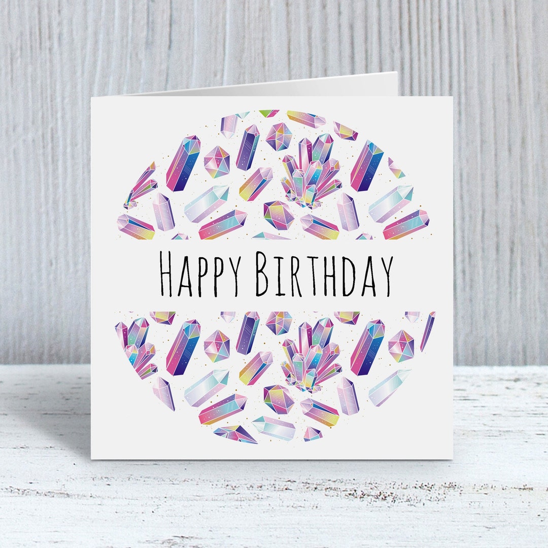 Crystal Birthday Card / Crystal Card / Crystal Happy Birthday - Etsy España