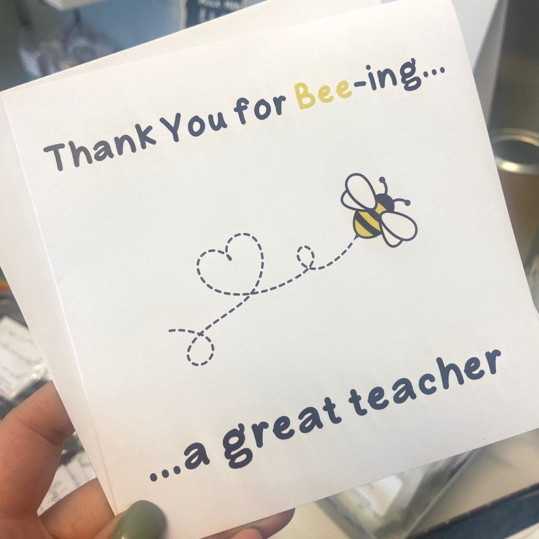 Thank You Teacher Card / Thank You Card / Bee Teacher Card / Teacher ...