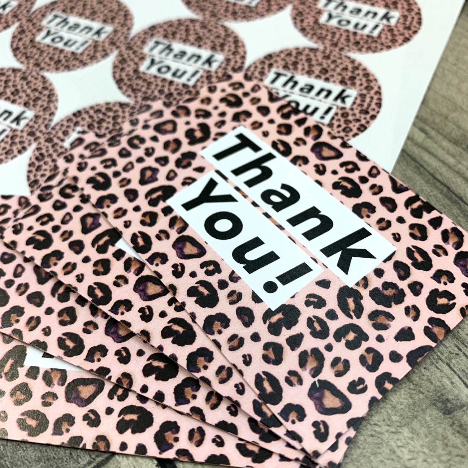 Leopard Print Thank You Cards / Leopard Print Stickers / | Etsy