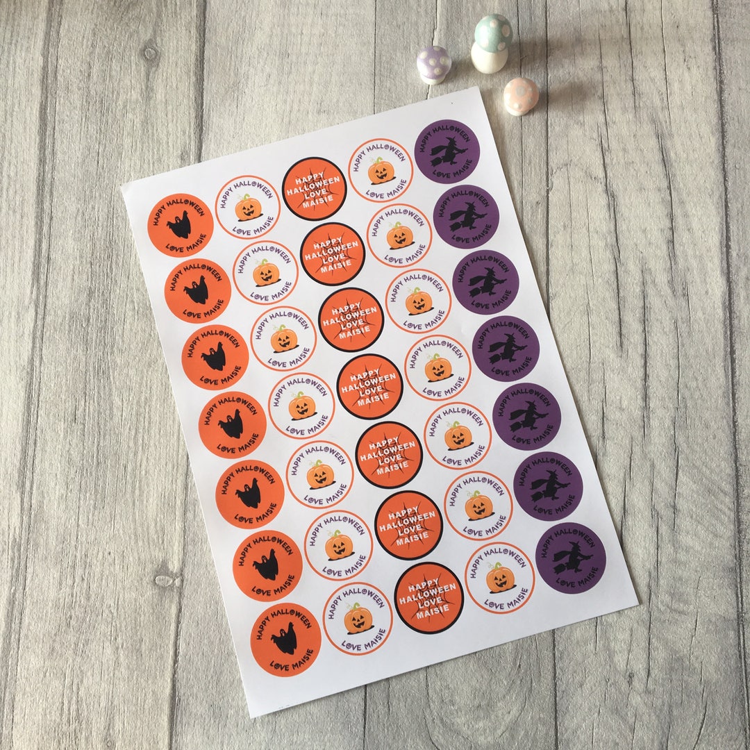 Gloss Finish Personalised Halloween Stickers / Halloween Party Stickers ...