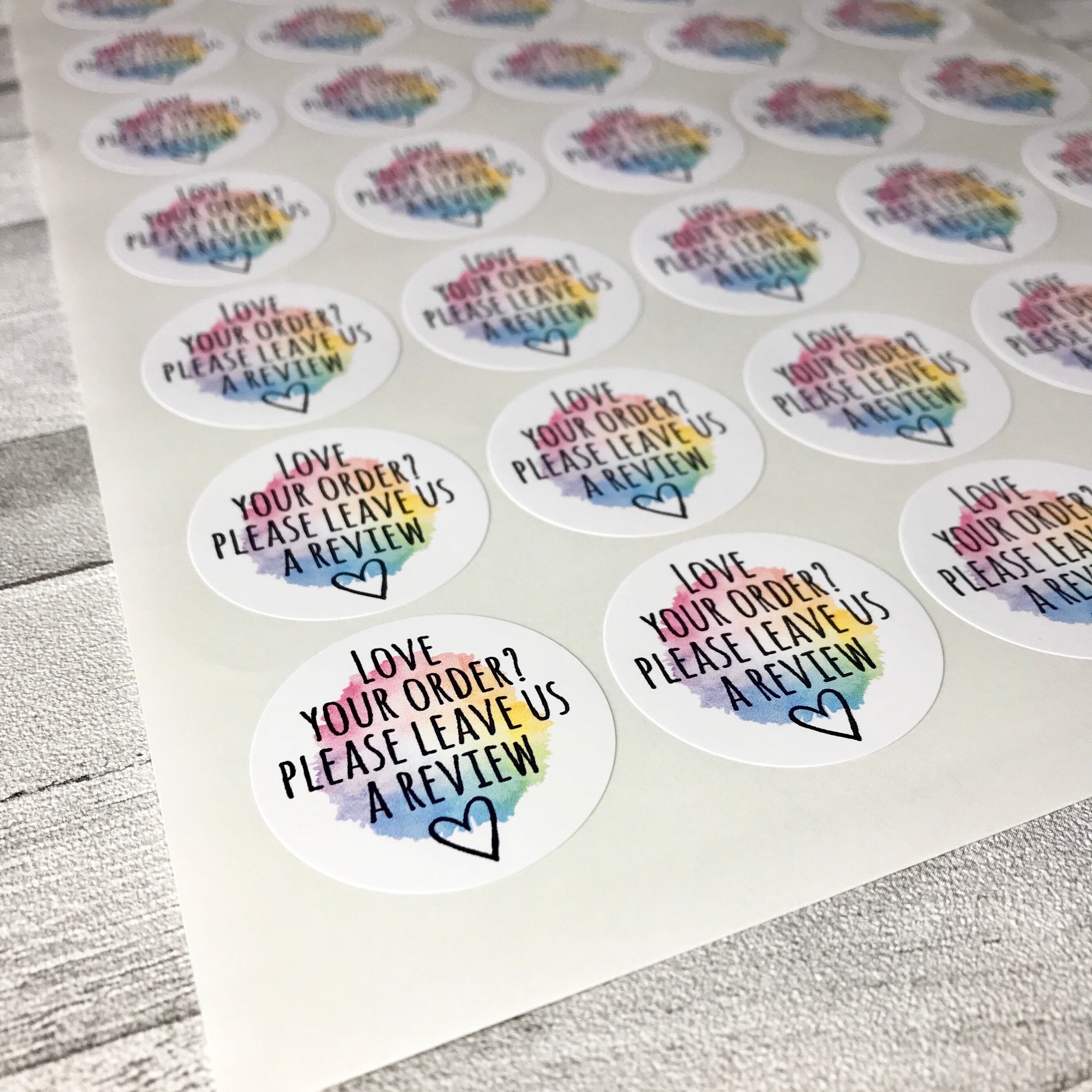Review stickers / gloss stickers / business stickers / rainbow | Etsy