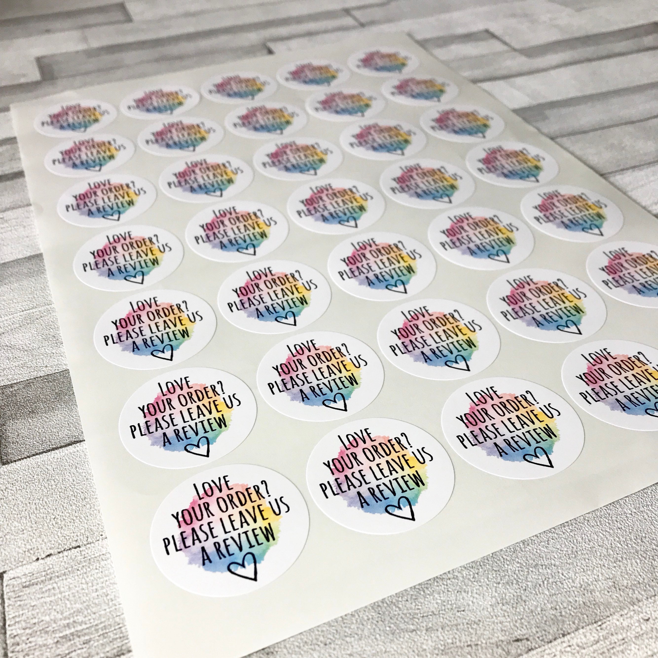 Review stickers / gloss stickers / business stickers / rainbow | Etsy