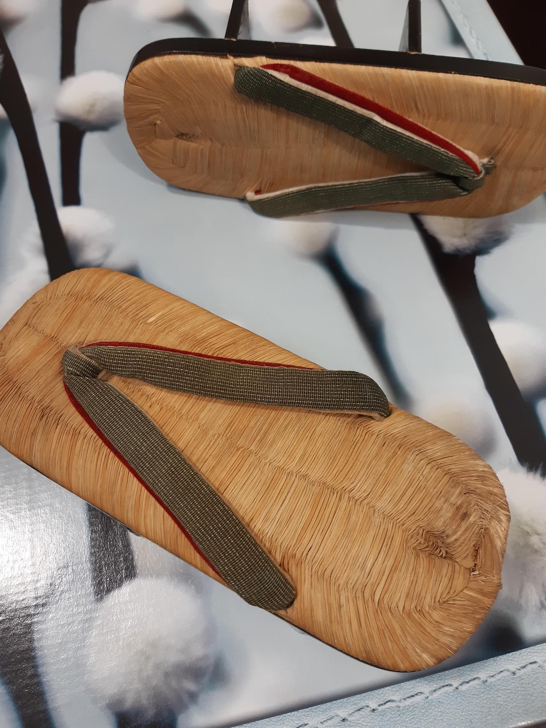 Geta, Antique, Rice Straw, Japan, Silk, Also Decorative Object, Sandal ...