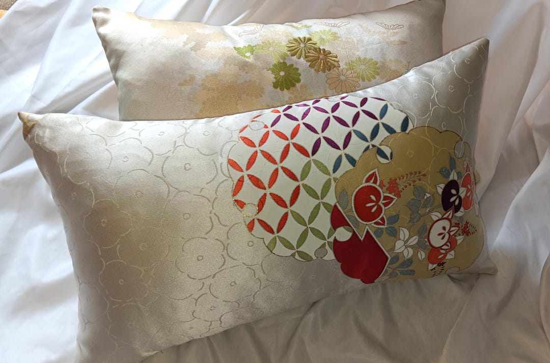 Silk Cushion, Pillow, Kimono Remake, Yuzen, Kimono Pillow, Rinzu ...