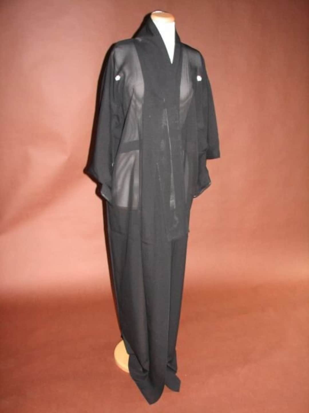Kimono, Silk, Elegant, Summer Silk, Black/white, Vintage Perfect! Ro ...