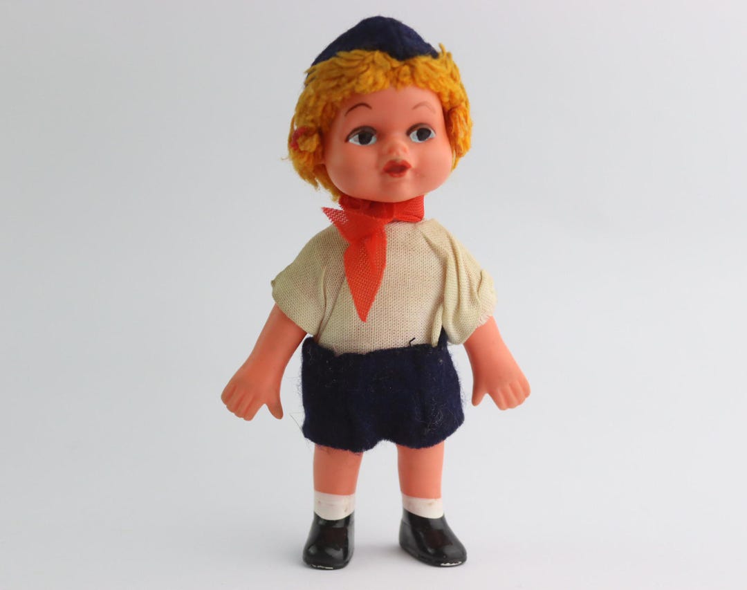 Very Rare Vintage Germany Toy Girl Pioneer, Rubber Face Doll Ddr Felt ...