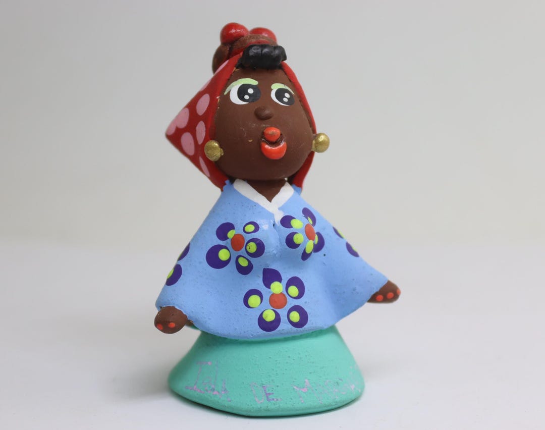 Vintage Clay African Woman Figurine, Vintage Statuette African Girl ...