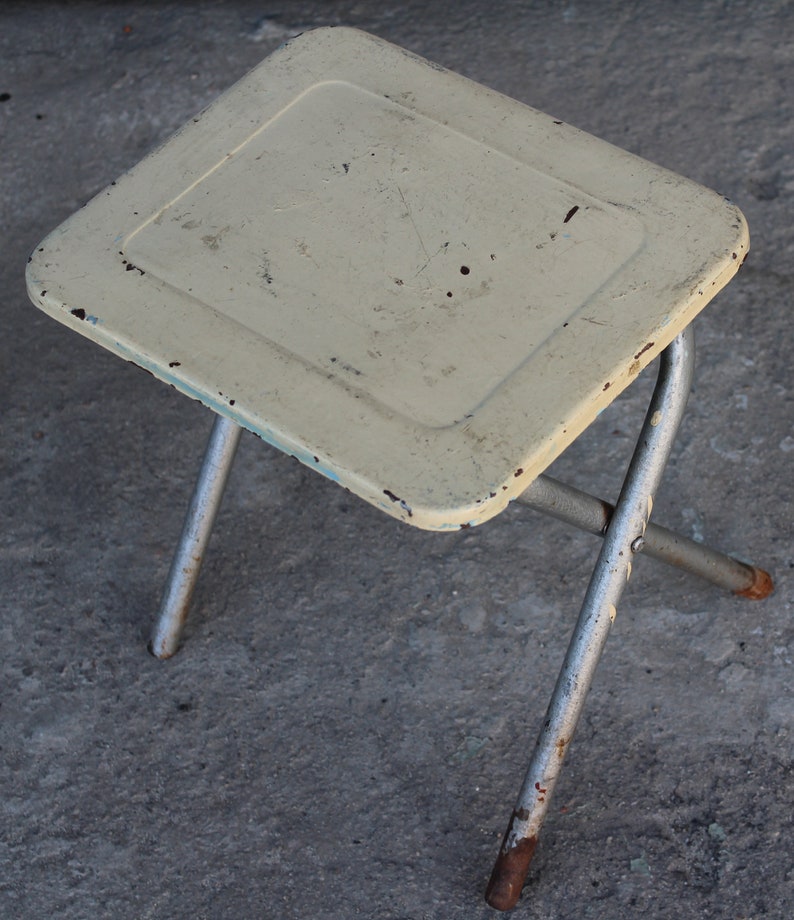 Vintage metal chair soviet folding stool Old metal chair | Etsy