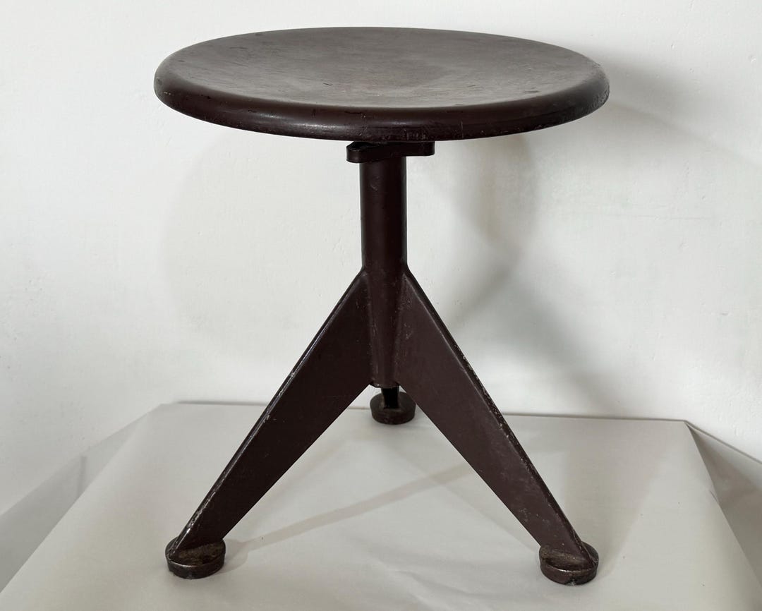 Vintage Carbolite Piano Stool, Brown Soviet Swivel Stool, Industrial ...