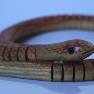 Vintage Hand Carved Wooden Snake, Snake Hand Made, Flexible Toy, Wood ...