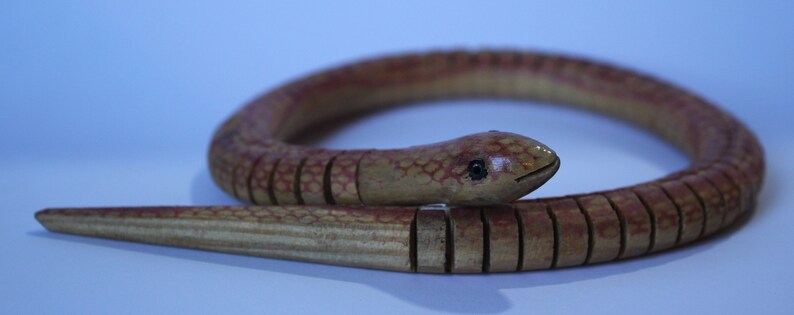 Vintage Hand Carved Wooden Snake Snake Hand Made Flexible - Etsy