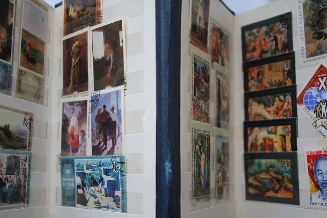 Soviet Postage Stamp Collecting Album, Vintage Soviet Stamp Book, Small ...