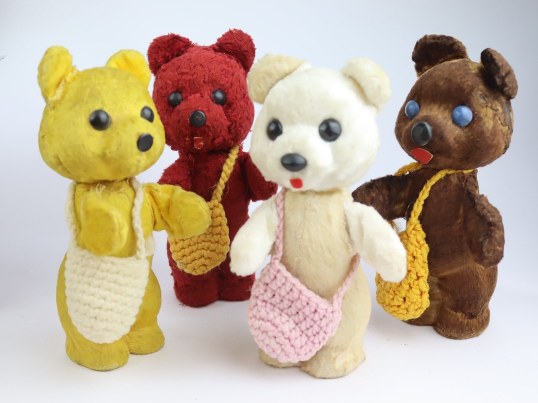 Rare Soviet Plush Bear. Vintage Collectible Toy Baby Bear. Wooden Plush ...