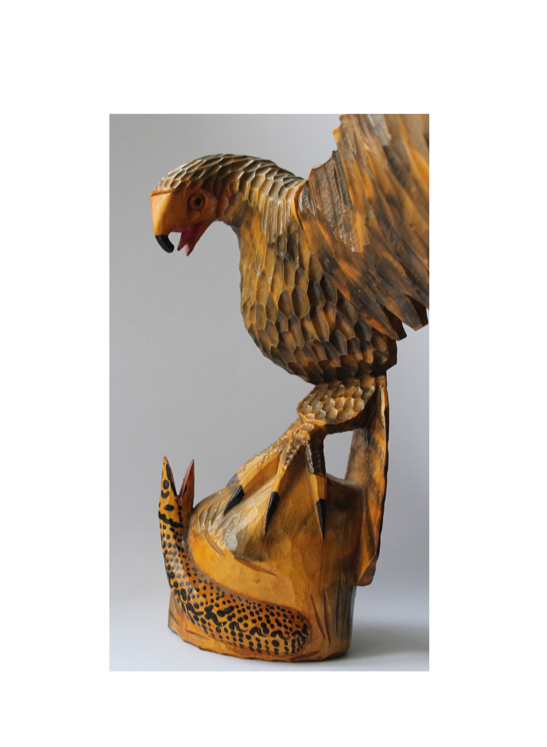 Big Soviet Hand Carved Wooden Eagle With Snake, Eagle Hand Made Wood ...